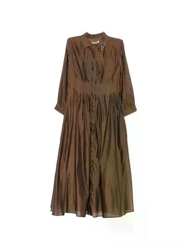 Max Mara Crystal-embellished Pleated Midi Dress - Brown