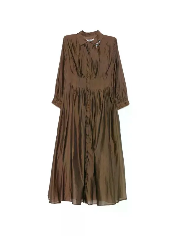 Max Mara Crystal-embellished Pleated Midi Dress - Brown