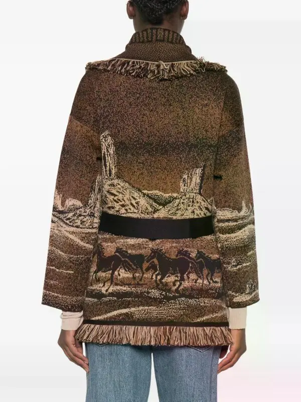 Alanui Wild Wild Fringed-trim Belted Cardigan-coat