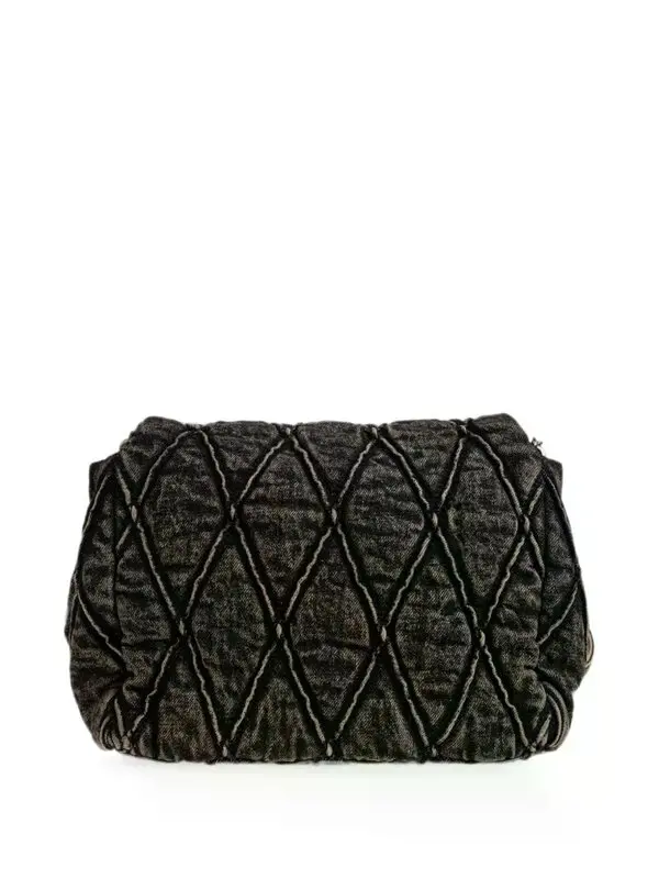 DIESEL® Diamond Quilted Shoulder Bag With Chain Strap And Logo Charms - Black