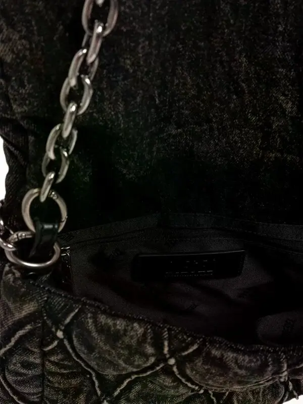DIESEL® Diamond Quilted Shoulder Bag With Chain Strap And Logo Charms - Black