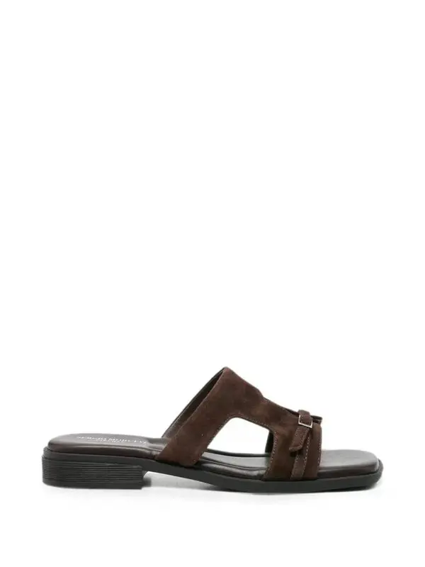 SERGIO MORETTI FIRENZE Buckle-detail Suede Sandals - Brown