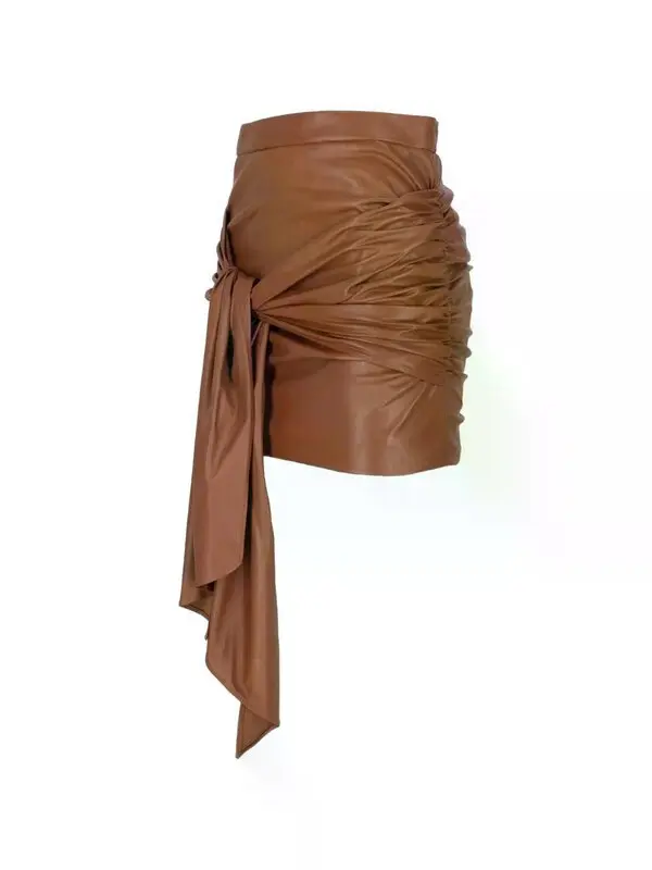 Elisabetta Franchi Ruched Knot-detail Mini Skirt - Brown