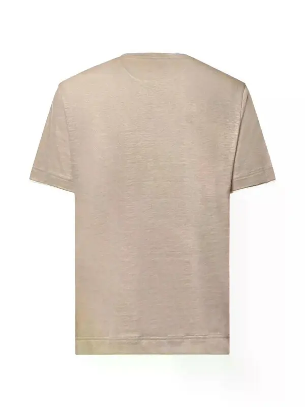 Eleventy Layered-detail Linen T-shirt - Neutrals
