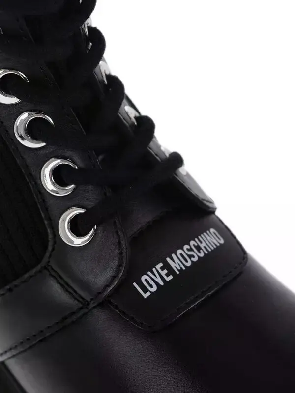 Moschino Panelled Lace-up Combat Boots
