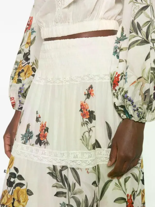 Alice + Olivia Floral Print Tiered Maxi Skirt