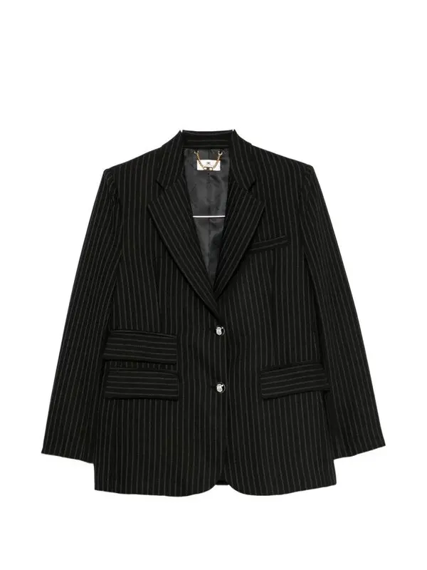 Elisabetta Franchi Pinstripe-pattern Notched-lapels Blazer - Black
