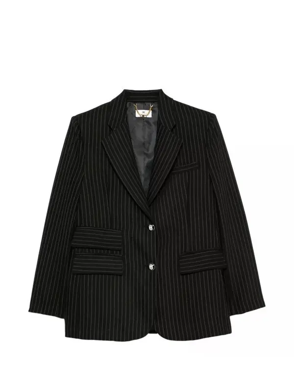 Elisabetta Franchi Pinstripe Notched-lapel Blazer - Black