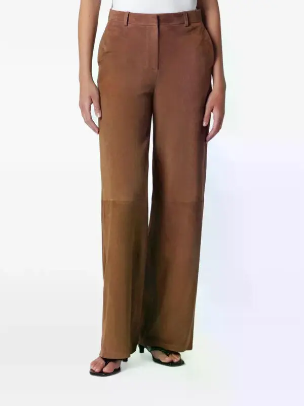 Nour Hammour Suede Trousers - Brown