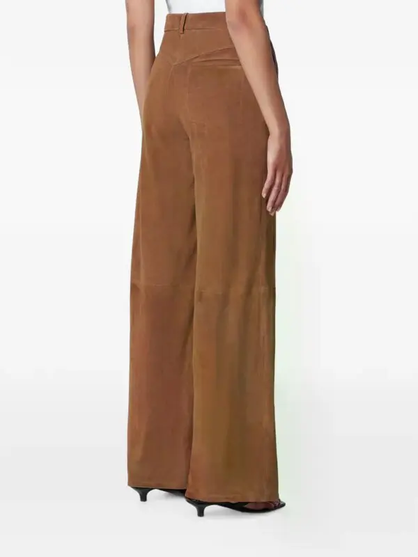 Nour Hammour Suede Trousers - Brown