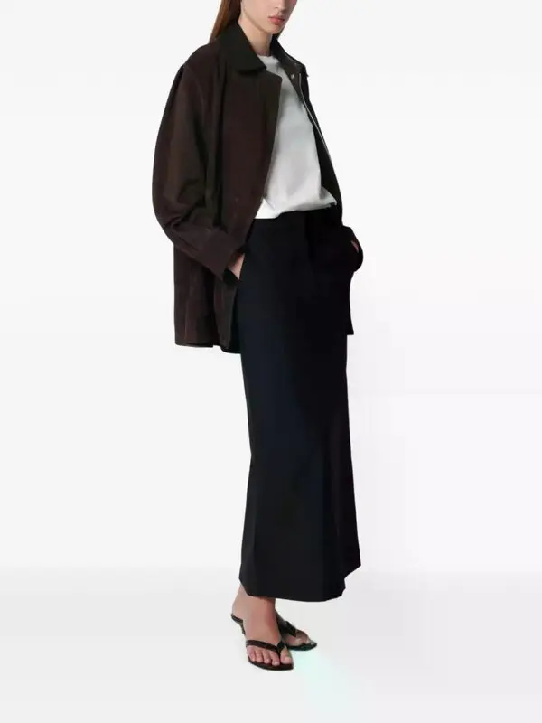 Nour Hammour Grange Long-sleeve Suede Jacket - Brown