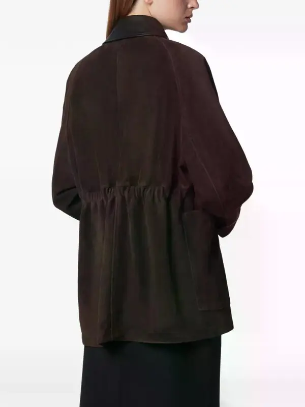 Nour Hammour Grange Long-sleeve Suede Jacket - Brown