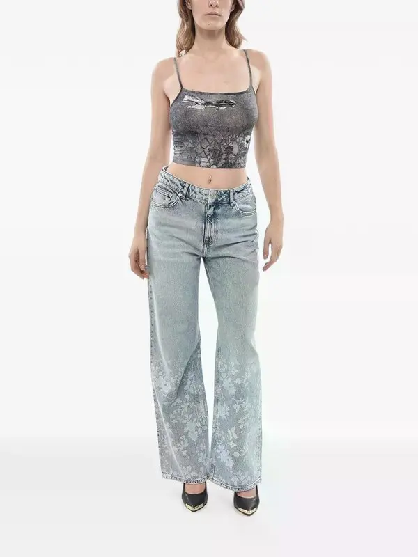 HOLZWEILER Floral Print Wide-leg Jeans