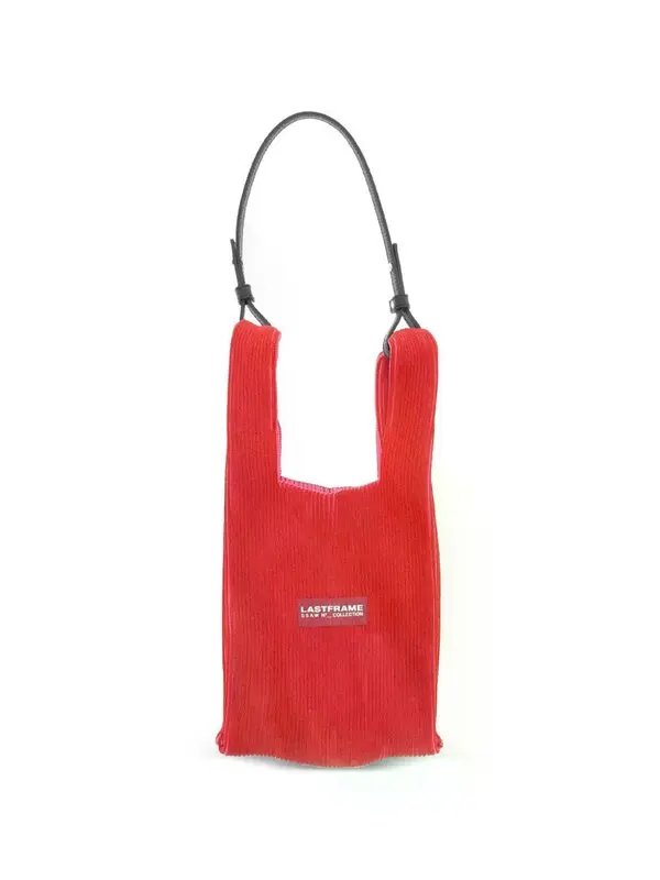 LASTFRAME Ribbed Knit Logo Patch Tote Bag