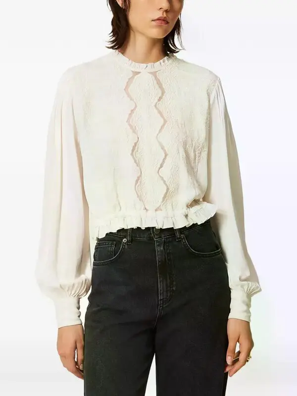 TWINSET Crêpe Blouse With Floral Embroidery - Neutrals