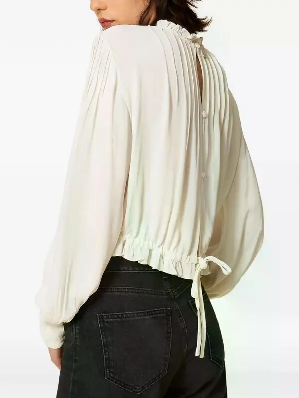 TWINSET Crêpe Blouse With Floral Embroidery And Ruffled Hem