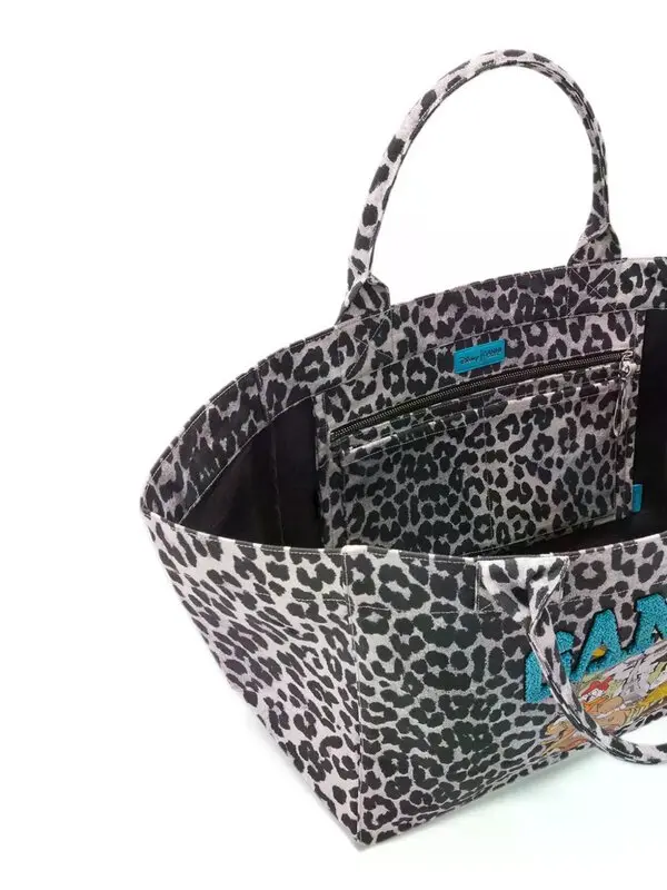 GANNI Tote Bag With Leopard Print
