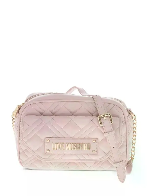 Moschino Love Quilted Logo-plaque Shoulder Bag - Pink