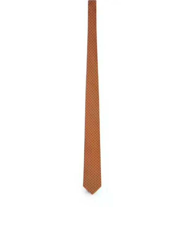 LARDINI Patterned Silk Neck Tie - Orange