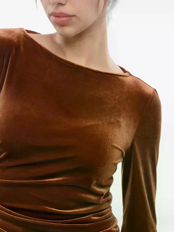 STEPHAN JANSON Draped Velvet-effect Long-sleeve T-shirt