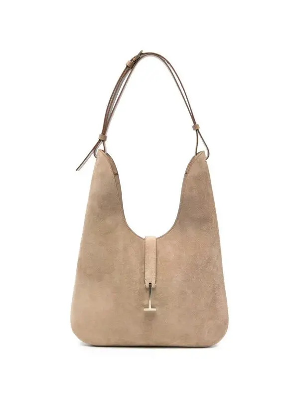 TOM FORD T-clasp Suede Shoulder Bag - Neutrals