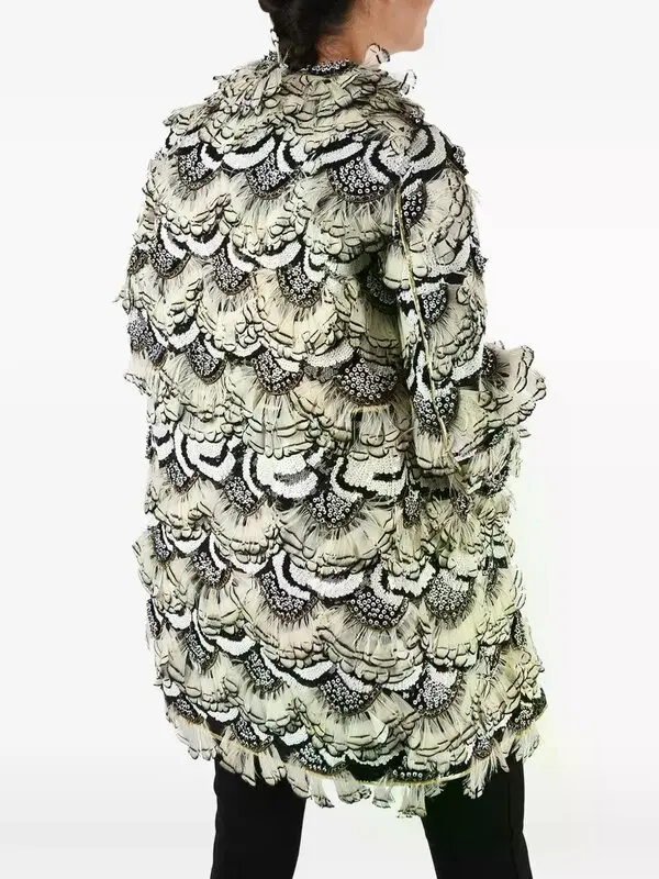 Dsquared2 Sequin-embellished Feather-trimmed Coat