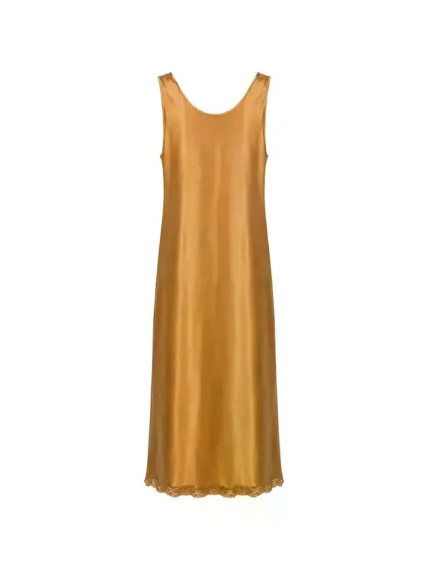 Gold Hawk Luna Lace-trimmed Satin Maxi Dress