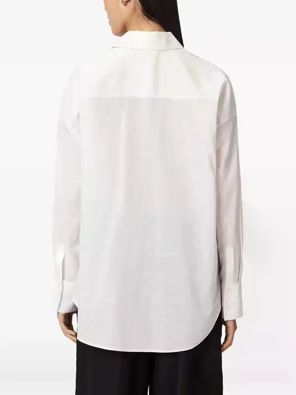 ALLSAINTS Sparrow Long Sleeve Shirt With Appliqué Detail - White