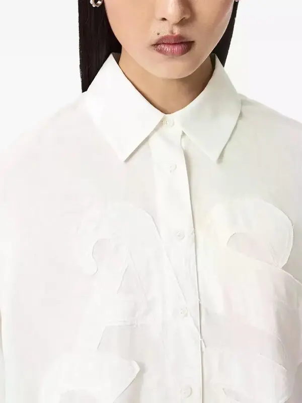 ALLSAINTS Sparrow Long Sleeve Shirt With Appliqué Detail - White