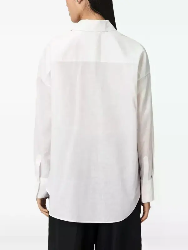 ALLSAINTS Sparrow Long Sleeve Shirt With Appliqué Detail - White
