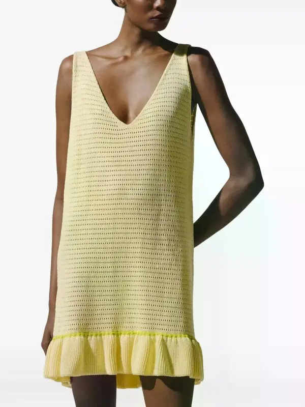 BAOBAB Muse Ruffled-hem V-neck Mini Dress - Yellow