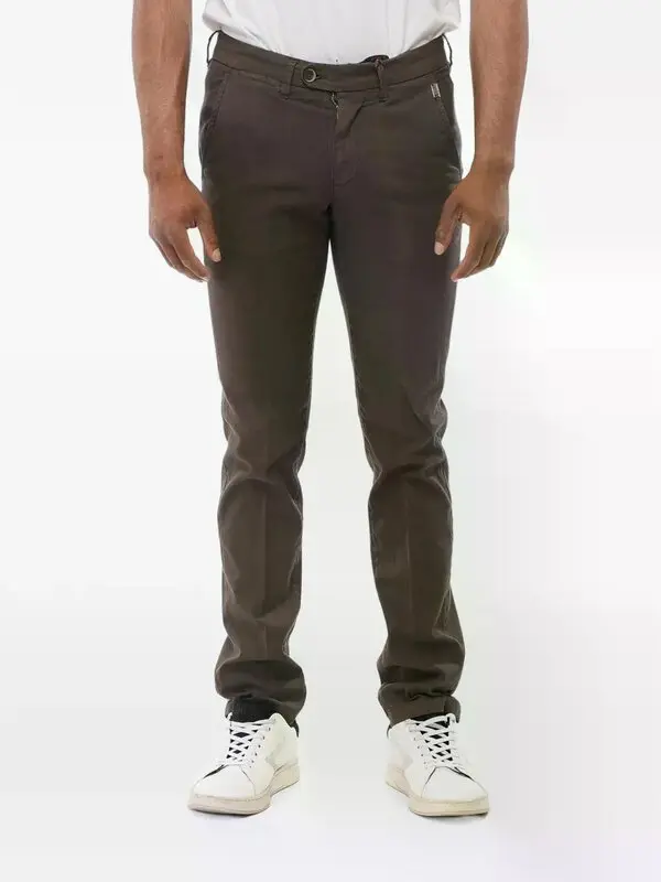 Corneliani Linen-blend Chino Trousers - Brown