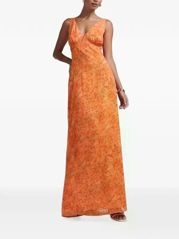 BWLDR Chelsea Floral-print V-neck Maxi Dress - Orange