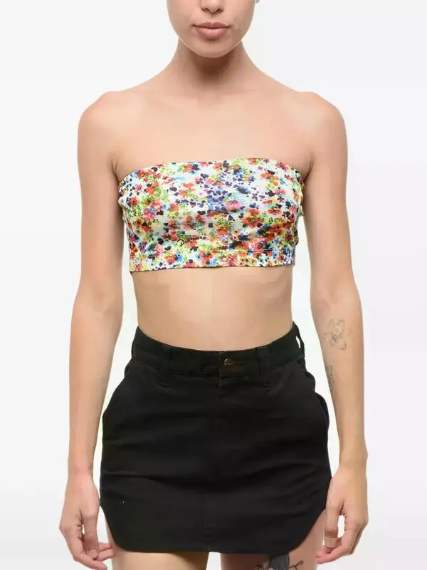 Dsquared2 Floral Print Strapless Cropped Top - Neutrals