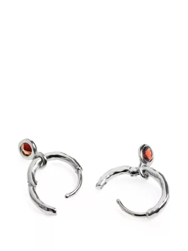 Monica Vinader Gemstone Pendant Hammered Hoop Earrings