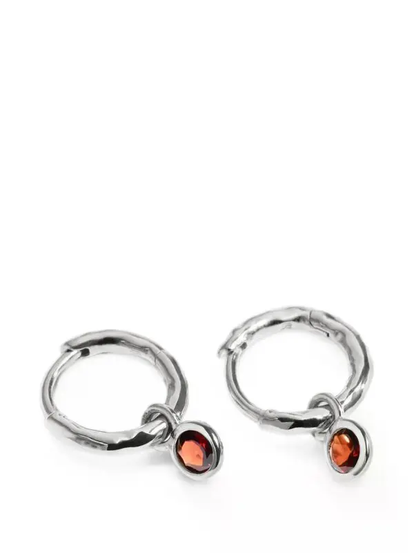 Monica Vinader Gemstone Pendant Hammered Hoop Earrings