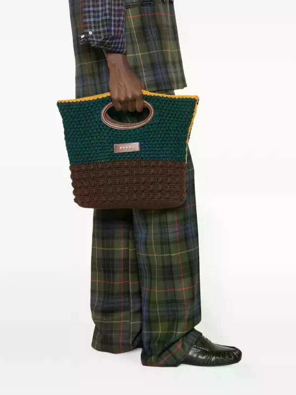 Marni Crochet-knit Tote Bag With Logo Patch