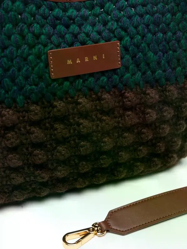 Marni Crochet-knit Tote Bag With Logo Patch