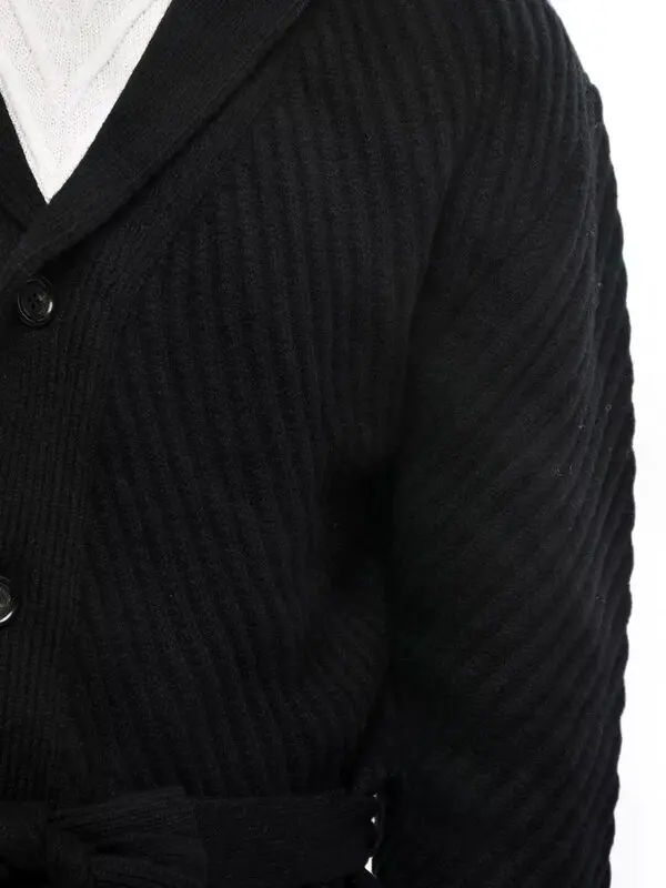 PAOLO PECORA Ribbed-knit Belted Cardigan
