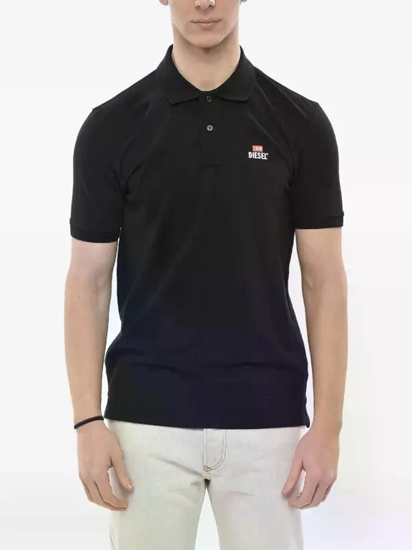 DIESEL® Logo-print Short-sleeve Polo Shirt - Black