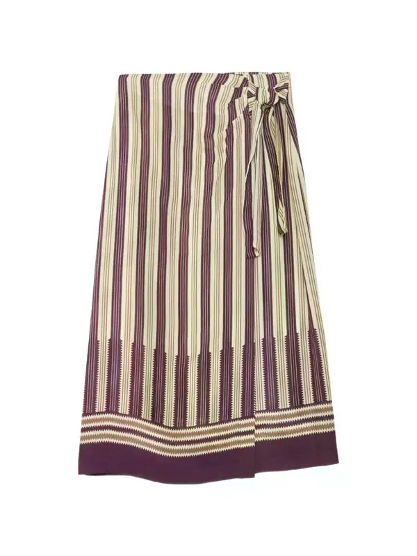 OTTOD'AME Striped Wrap Skirt - Neutrals