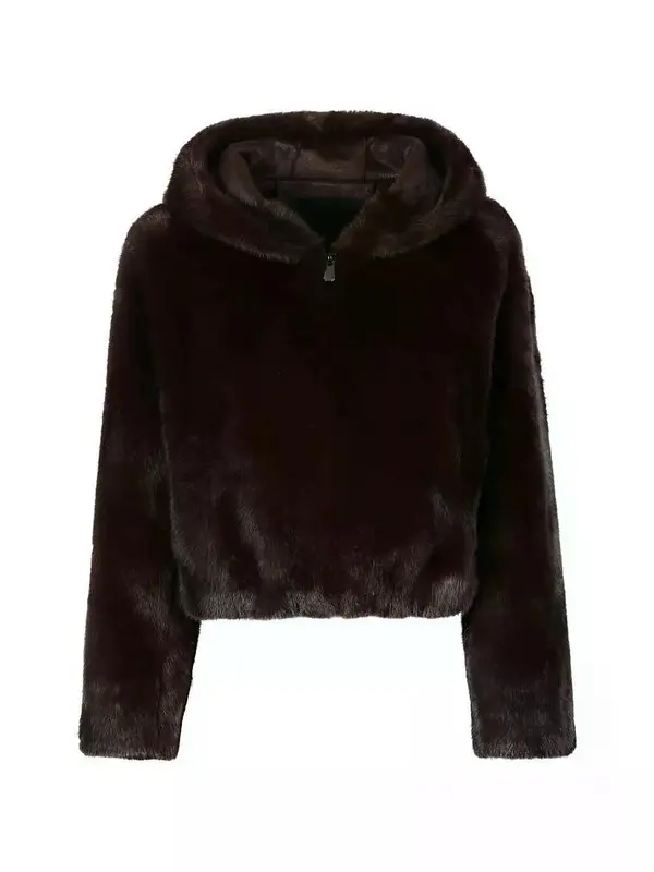 Pinko Faux-fur Hooded Jacket - Brown
