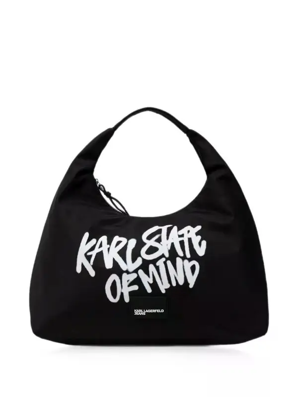 Karl Lagerfeld Graffiti Print Logo Patch Tote Bag