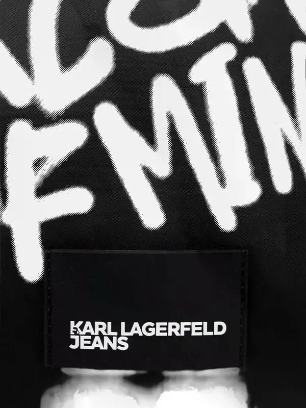 Karl Lagerfeld Graffiti Print Logo Patch Tote Bag