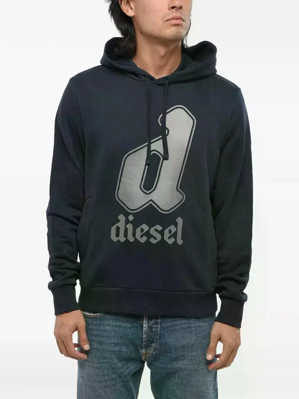 DIESEL® Logo-print Brushed Hoodie - Blue