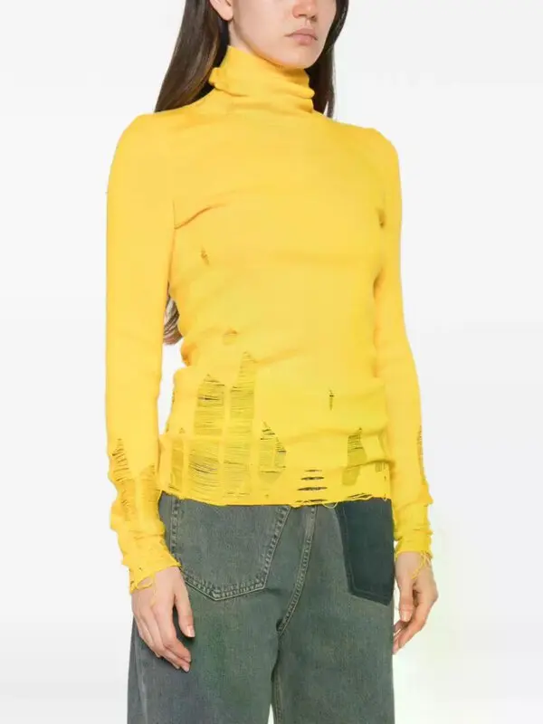 MAISON MARGIELA Distressed Roll-neck Sweater - Yellow