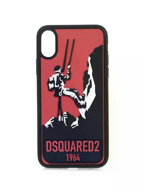Dsquared2 Logo-print Hiker-motif Iphone X Cover - Black