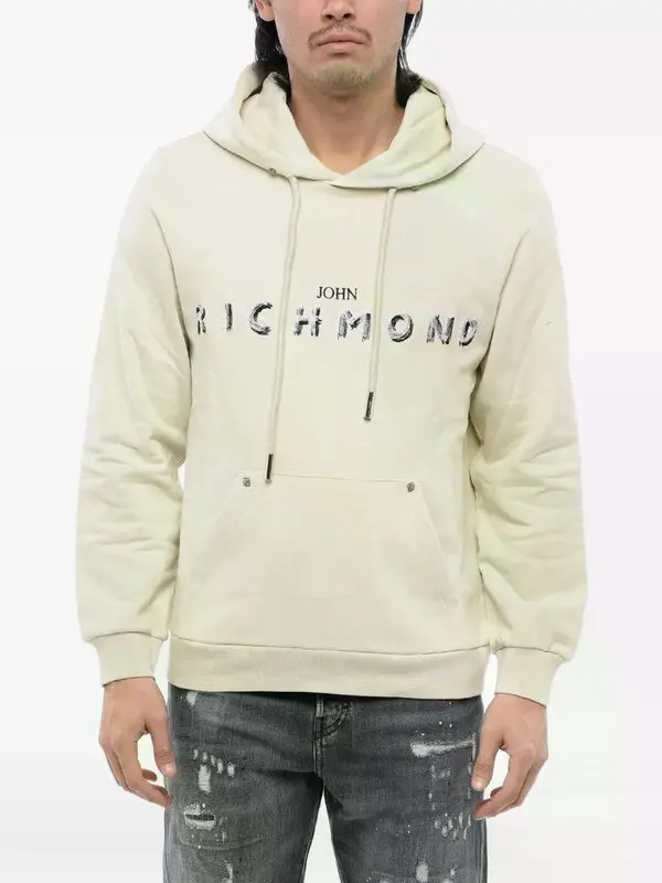 John Richmond Embroidered Logo Brushed Hoodie