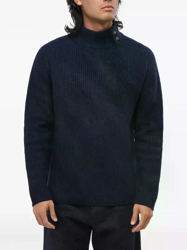 OLIVER LATTUGHI Button-detail Ribbed-knit Sweater - Blue