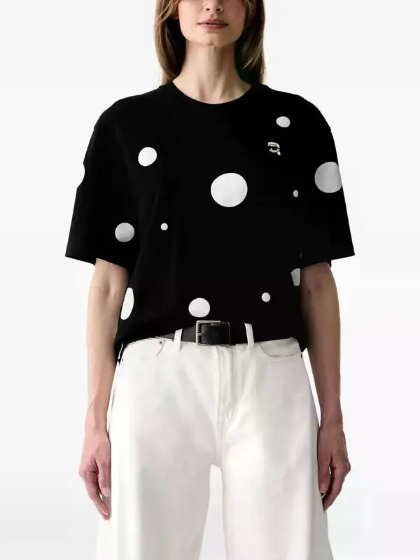 Karl Lagerfeld Polka-dot Logo-patch T-shirt